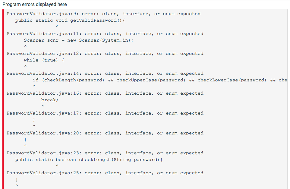 Solved IN JAVA! Construct a password validator to check if | Chegg.com