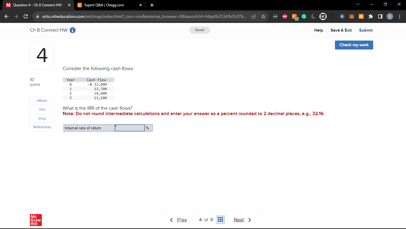 Solved Consider the following cash flows: What is the IRR of | Chegg.com