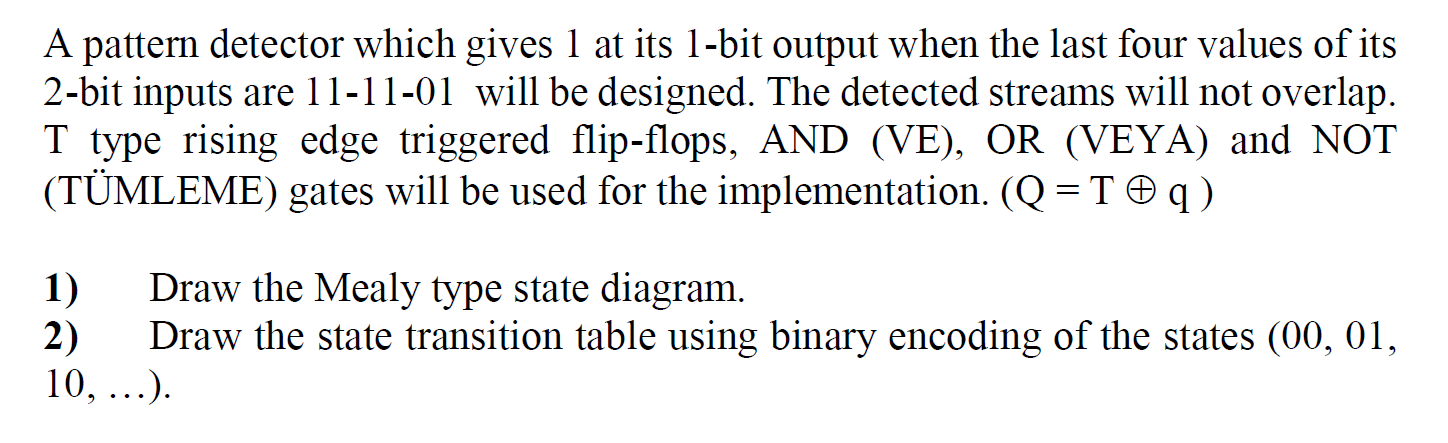 Solved A pattern detector which gives 1 at its 1-bit output | Chegg.com