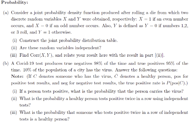 Solved (a) Consider a joint probability density function | Chegg.com