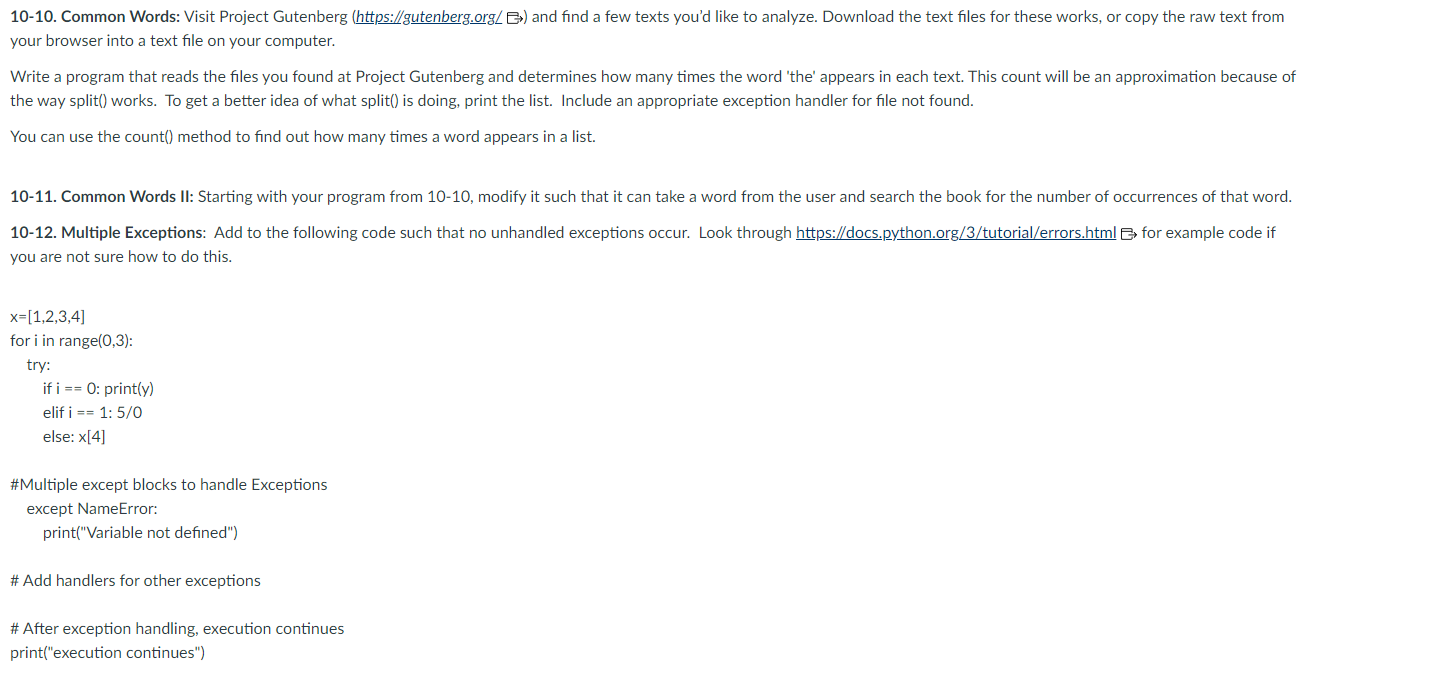 Solved 10 10 Common Words Visit Project Gutenberg