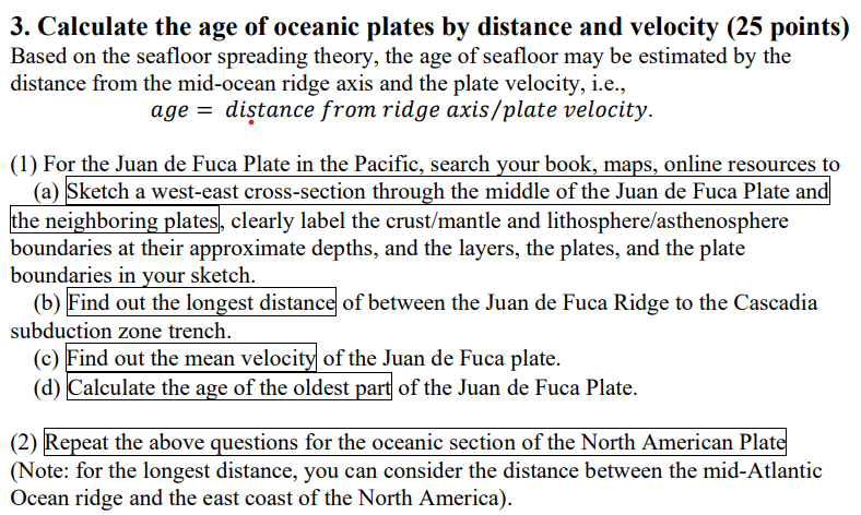 Solved 3. Calculate the age of oceanic plates by distance | Chegg.com