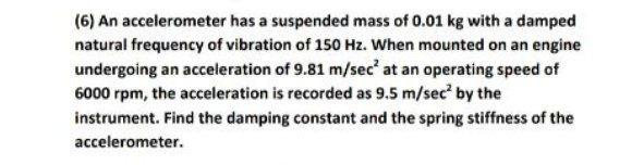 Solved (6) An accelerometer has a suspended mass of 0.01 kg | Chegg.com