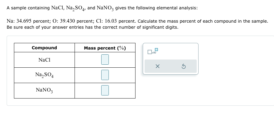 Solved A sample containing NaCl,Na2SO4, ﻿and NaNO3 ﻿gives | Chegg.com