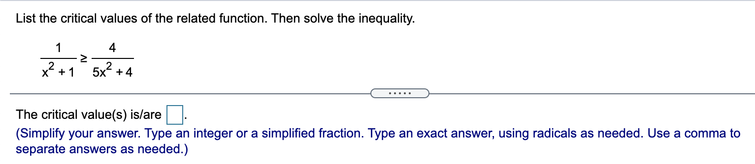 Solved List the critical values of the related function. | Chegg.com