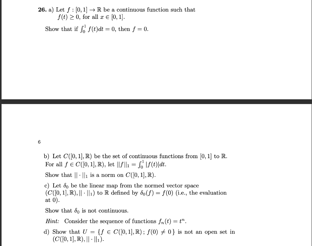 Solved 26 A Let F [0 1] R Be A Continuous Function