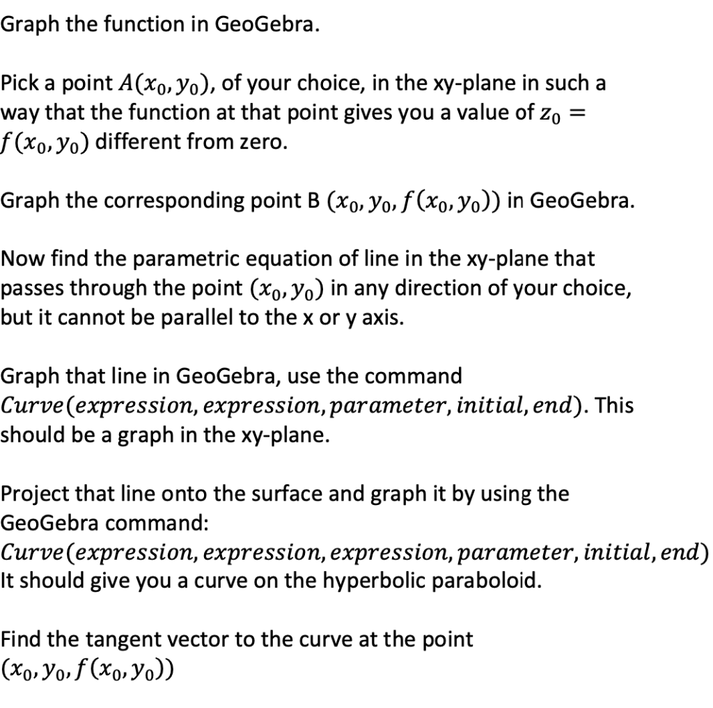 Solved Take any hyperbolic paraboloid function z = f(x,y) | Chegg.com