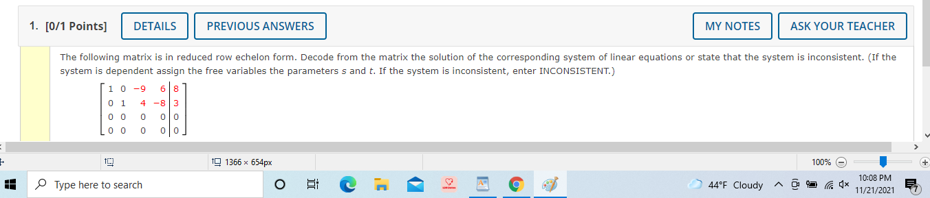 Solved 1. [0/1 Points] DETAILS PREVIOUS ANSWERS MY NOTES ASK | Chegg.com