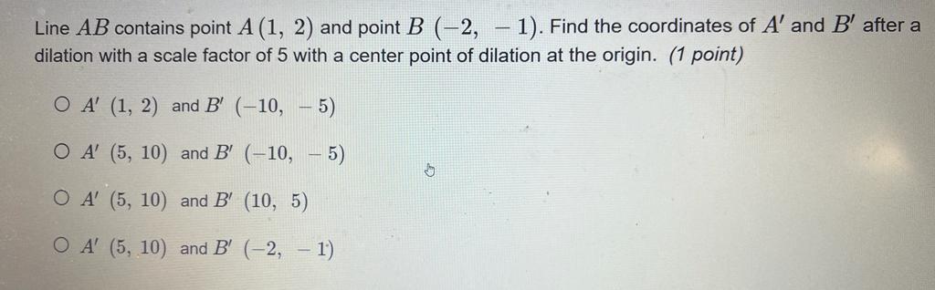 Solved Line AB contains point A(1,2) and point B(−2,−1). | Chegg.com