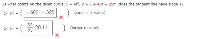 Solved At what points on the given curve x = 4, y = 5 + 40t | Chegg.com