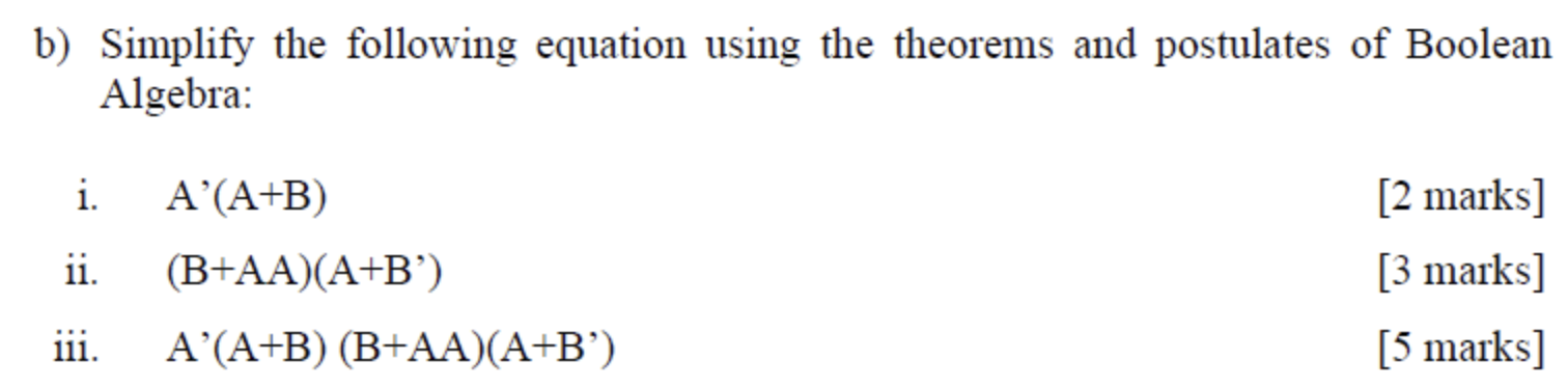Solved b) Simplify the following equation using the theorems | Chegg.com