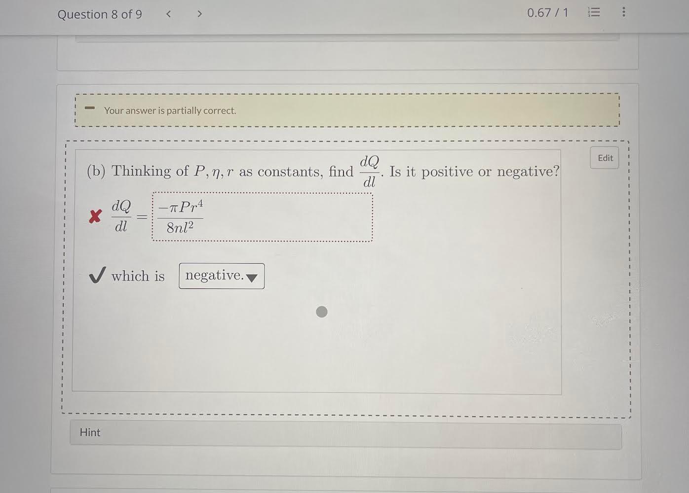 Solved Your answer is partially correct. The flow of a | Chegg.com