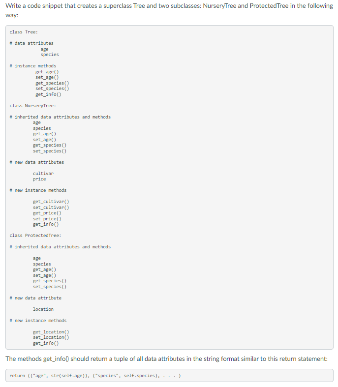 Solved Use the following code to check your classes' | Chegg.com
