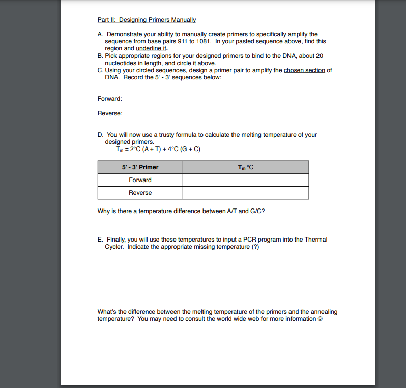 Primer Quest PCR is a very common tool used in | Chegg.com