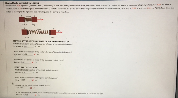 Solved Moving blocks connected by a spring Two identical | Chegg.com