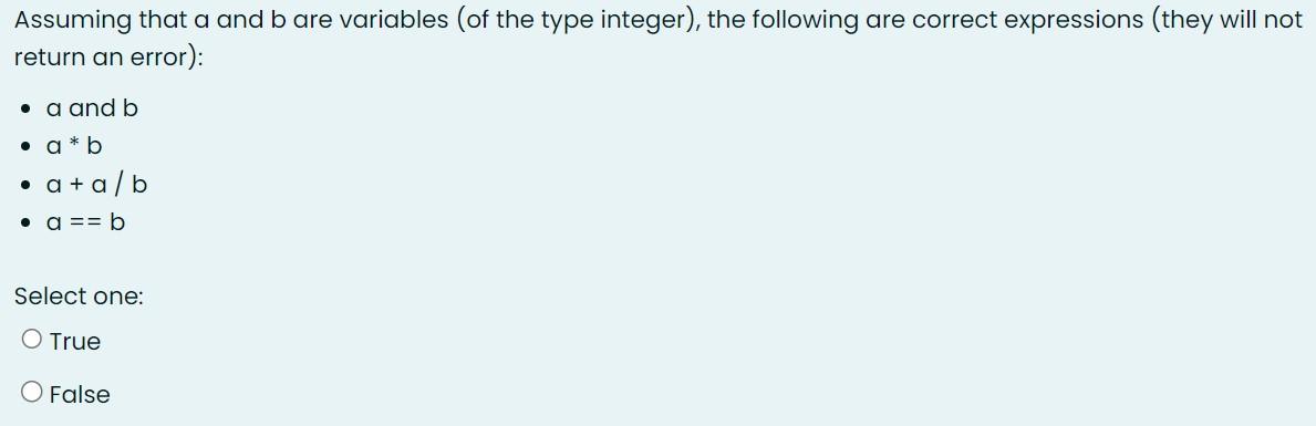 Solved Assuming that a and b are variables (of the type | Chegg.com