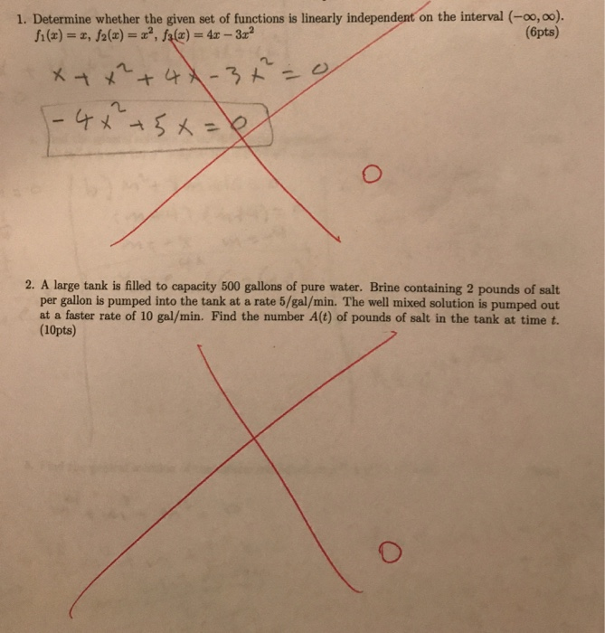 Solved 1 Determine Whether The Given Set Of Functions Is