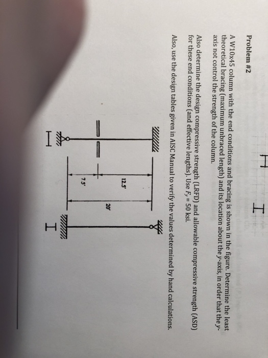 Solved Problem #2 A W10x45 column with the end conditions | Chegg.com