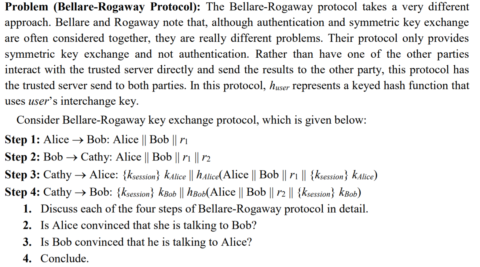 Solved Problem (Bellare-Rogaway Protocol): The | Chegg.com