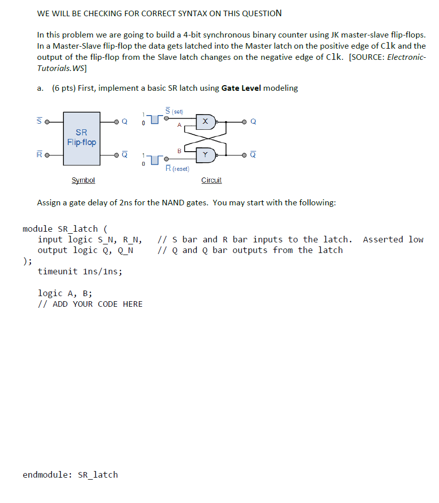 Solved WE WILL BE CHECKING FOR CORRECT SYNTAX ON THIS | Chegg.com