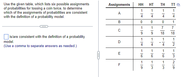 Solved Use the given table, which lists six possible | Chegg.com