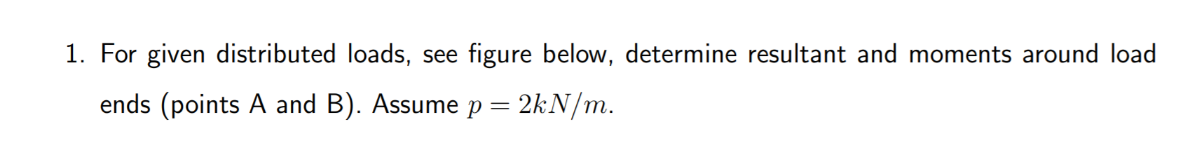 Solved 1. For given distributed loads, see figure below, | Chegg.com