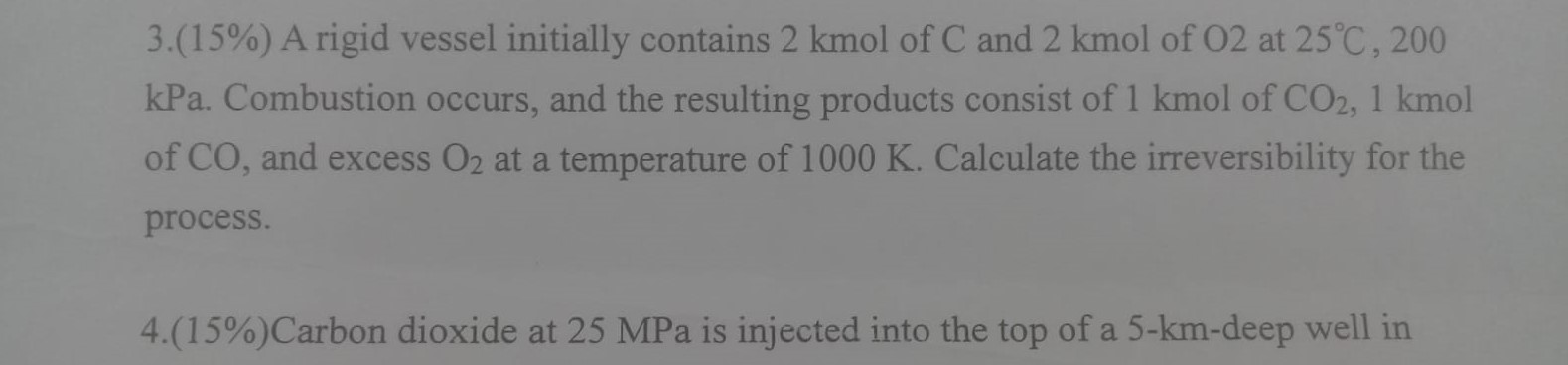 Solved 3.(15%) A rigid vessel initially contains 2 kmol of C | Chegg.com