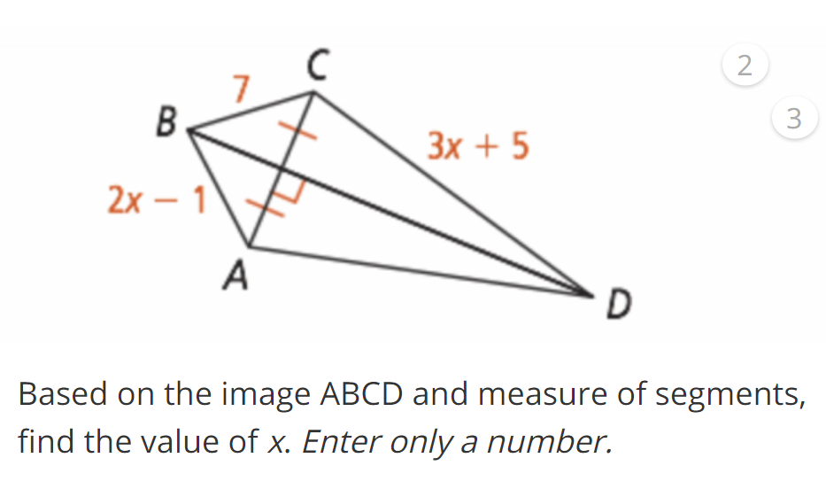 Solved C 2 B 3 3x + 5 2x – 1 A D Based on the image ABCD and | Chegg.com