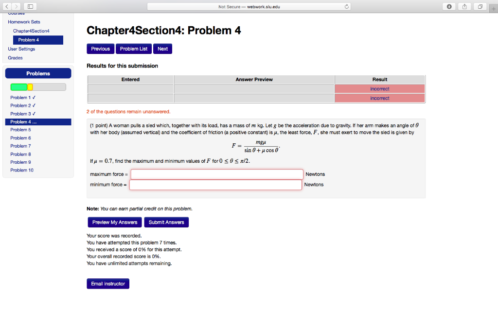 Solved Not Secure webwork.slu.edu Homework Sets | Chegg.com