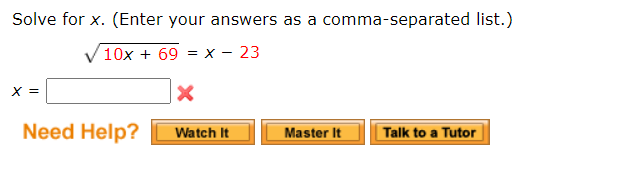 Solved Solve for x. (Enter your answers as a comma-separated | Chegg.com