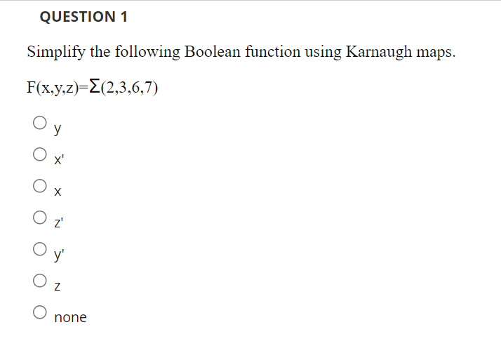 Solved Simplify the following Boolean function using | Chegg.com