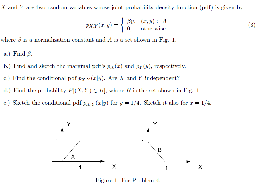 Solved X and Y are two random variables whose joint | Chegg.com