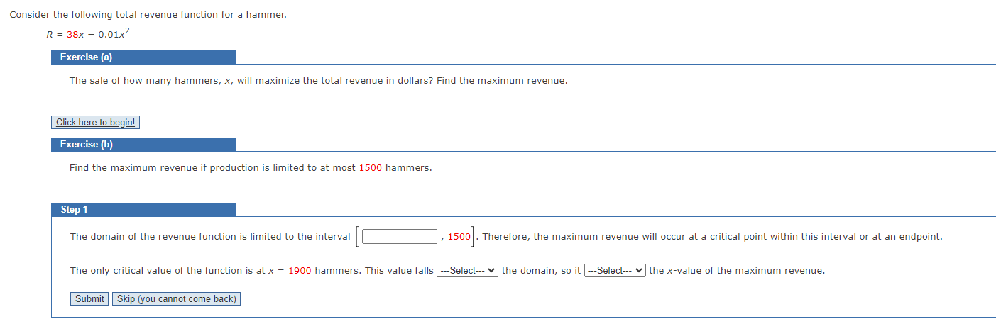 Solved Consider the following total revenue function for a | Chegg.com