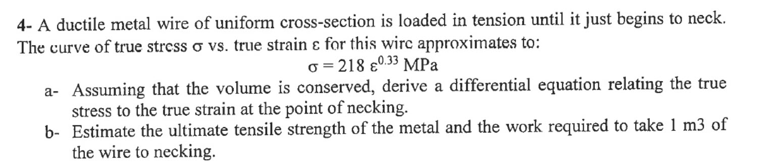 Solved 4- A ductile metal wire of uniform cross-section is | Chegg.com