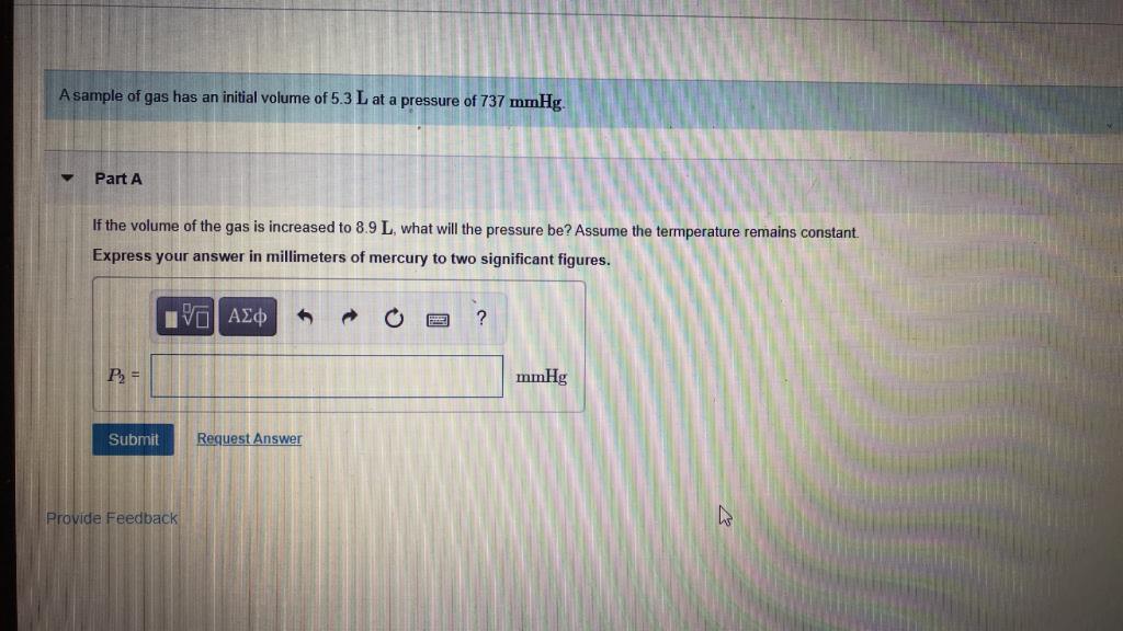 Solved A Sample Of Gas Has An Initial Volume Of 5 3 L At A Chegg