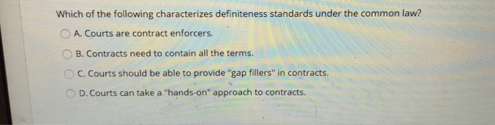 Solved Which of the following characterizes definiteness | Chegg.com