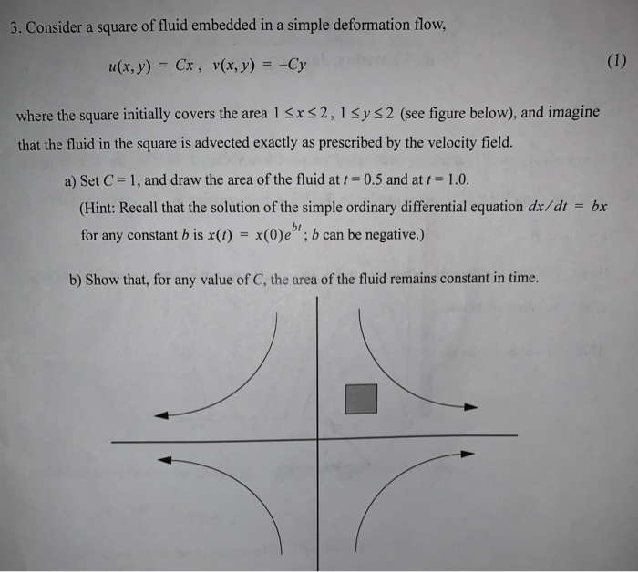 Solved 3. Consider a square of fluid embedded in a simple | Chegg.com