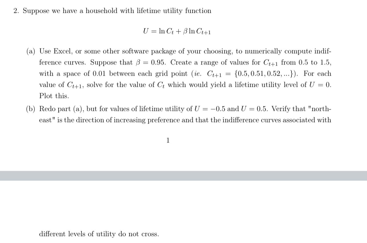 2. Suppose we have a household with lifetime utility | Chegg.com