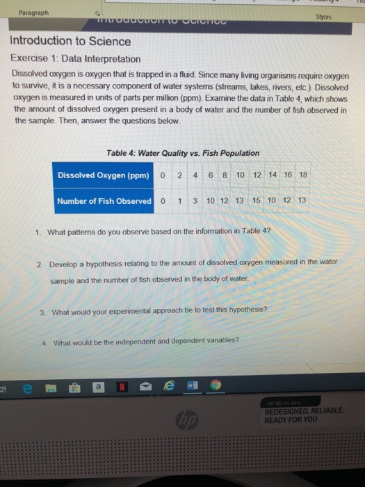 Solved Paragraph Styles Introduction To Science Exercise 1 