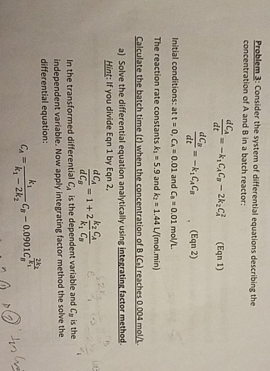 Solved Problem 3: Consider the system of differential | Chegg.com