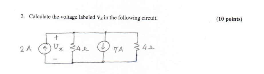 Solved 2. Calculate the voltage labeled Vx in the following | Chegg.com