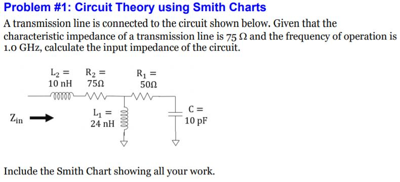 Solved Problem #1: Circuit Theory using Smith Charts A | Chegg.com