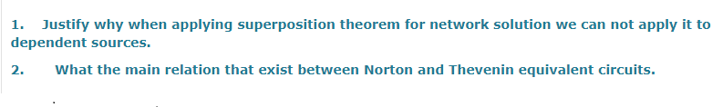 Solved 1 Justify Why When Applying Superposition Theorem
