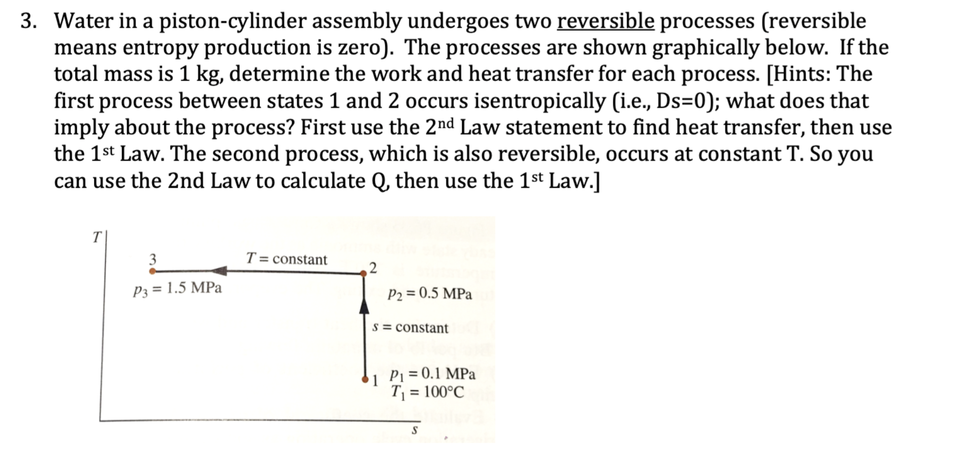 Solved Water in a piston-cylinder assembly undergoes two | Chegg.com
