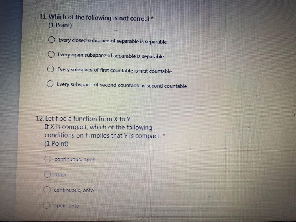 Solved 11. Which of the following is not correct * (1 Point) | Chegg.com