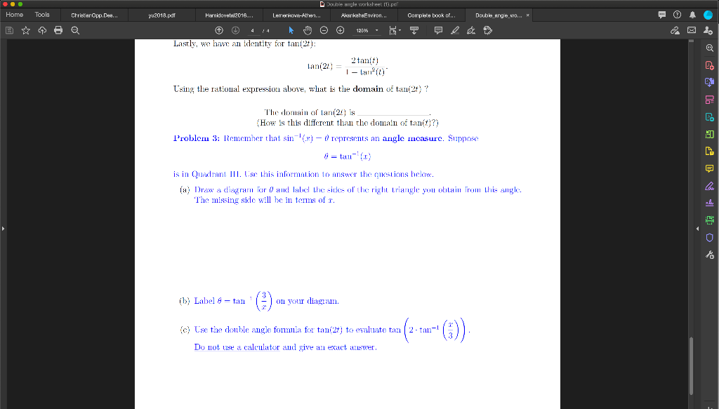 Solved Double angle worksheet 11).pe Alarkohevron. Home | Chegg.com