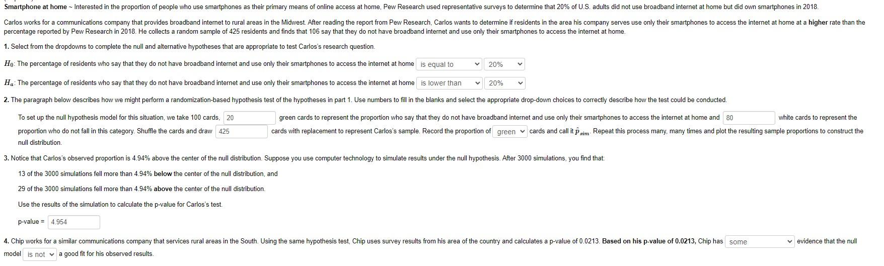 Solved 1. Select from the dropdowns to complete the null and | Chegg.com