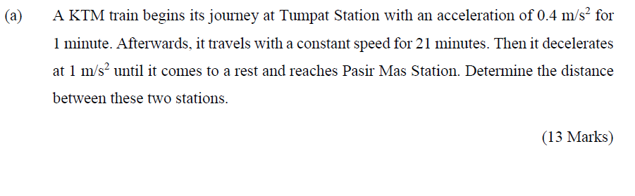 Solved (a) A KTM train begins its journey at Tumpat Station | Chegg.com