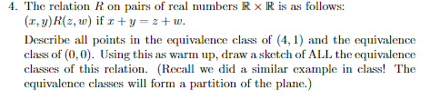 Solved 4. The relation Ron pairs of real numbers Rx R is as | Chegg.com