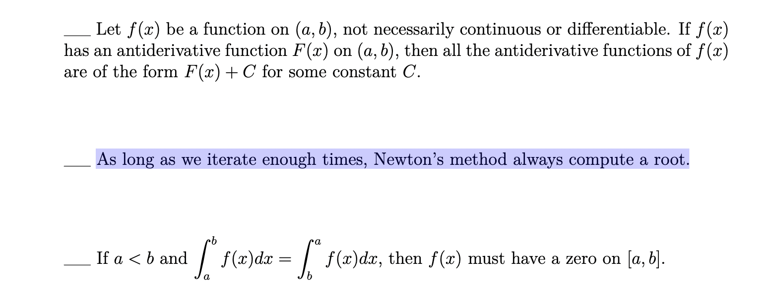 Solved Let f(x) ﻿be a function on (a,b), ﻿not necessarily | Chegg.com